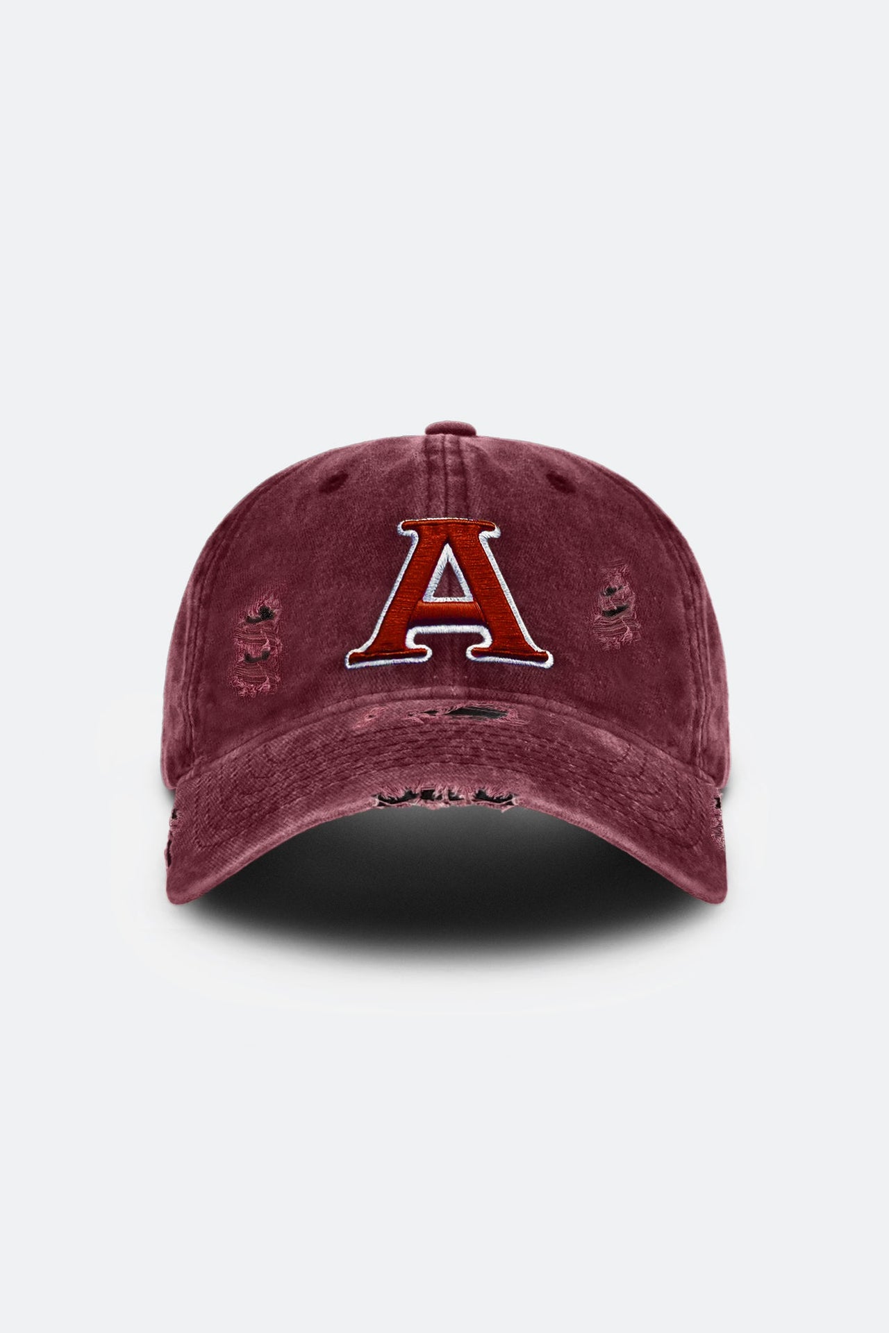 APOSTLES A006 / WASHED DISTRESSED LETTER A CAP - MAROON - GROGROCERY