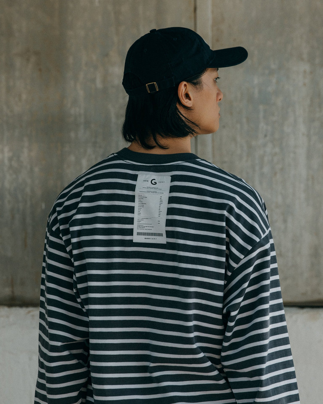 GROCERY FW23 LT-006 INVOICE LONG TOP/ STRIPE DARK GREY - GROGROCERY